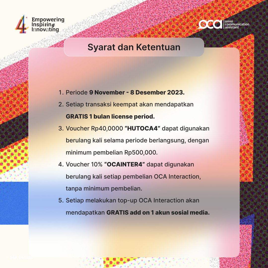 OCA 4th Anniversary 2023: Promo Ulang Tahun OCA, Ada Gratis License ...